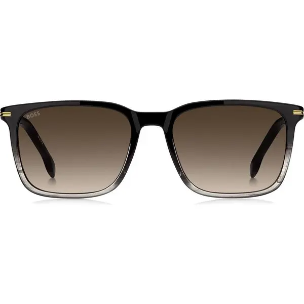 BOSS 55mm Rectangular Sunglasses - Black Shaded Grey/brown Sf