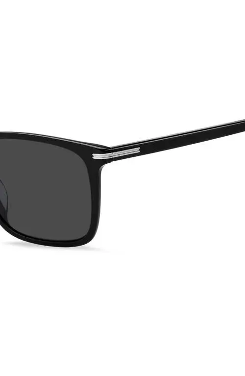 BOSS 55mm Rectangular Sunglasses - Black/grey