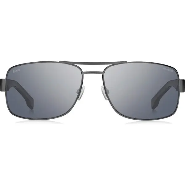 BOSS 62mm Oversized Navigator Sunglasses - Dark Ruthenium/ Grey Polar