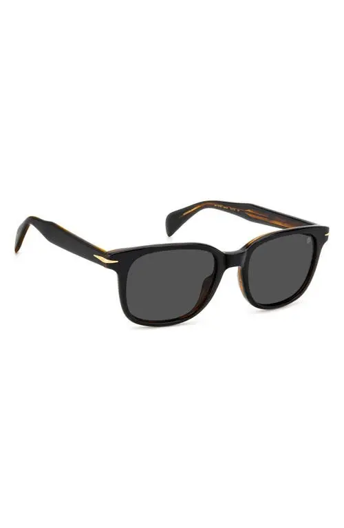 DB EYEWEAR BY DAVID BECKHAM 53mm Rectangular Sunglasses - Black Striped Brown/ Grey Ar