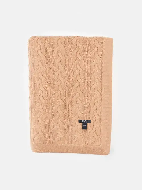 Gobi Cashmere Cable Knit Blanket - Sheepskin