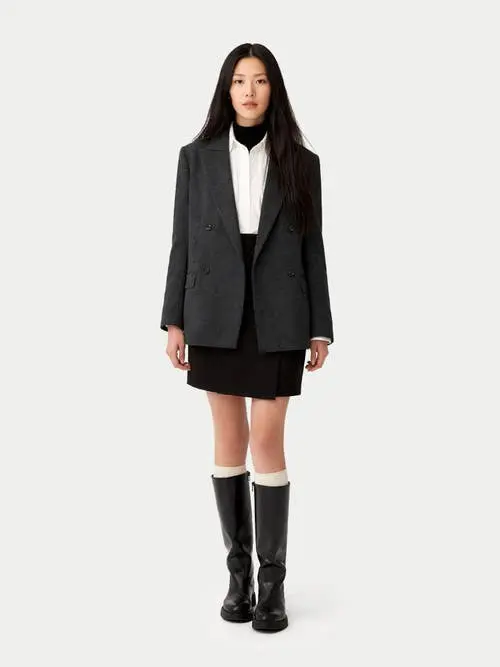 Gobi Cashmere Double-breasted Checkered Blazer