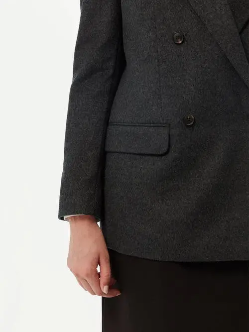 Gobi Cashmere Double-breasted Checkered Blazer