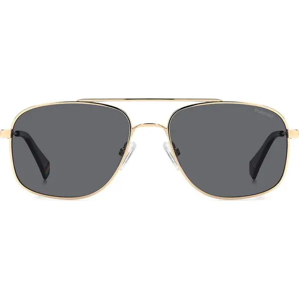 POLAROID 56mm Polarized Aviator Sunglasses - Gold Grey/ Grey Polar