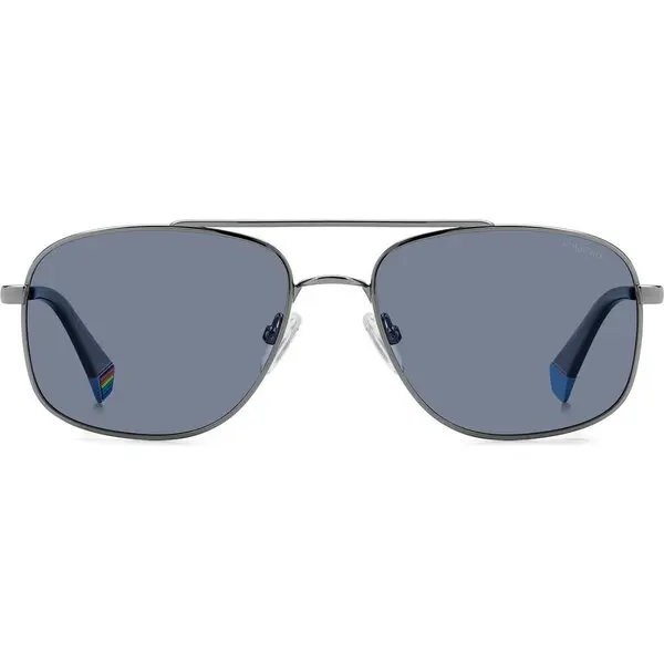 POLAROID 56mm Polarized Aviator Sunglasses - Ruthenium Blue/blue Polar