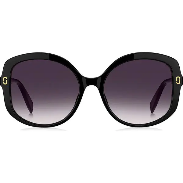 Marc Jacobs 56mm Round Sunglasses - Black/ Grey