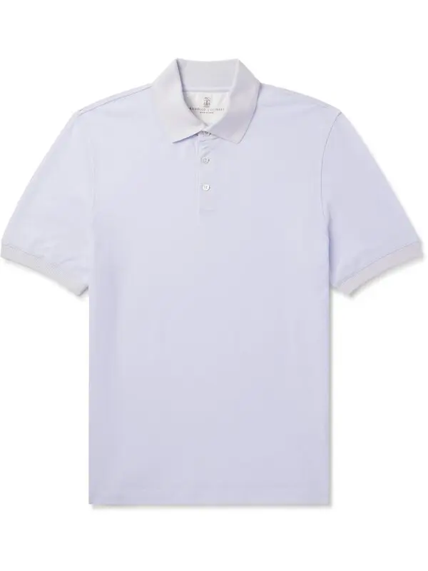 Brunello Cucinelli Slim-fit Cotton-piqué Polo Shirt - Blue