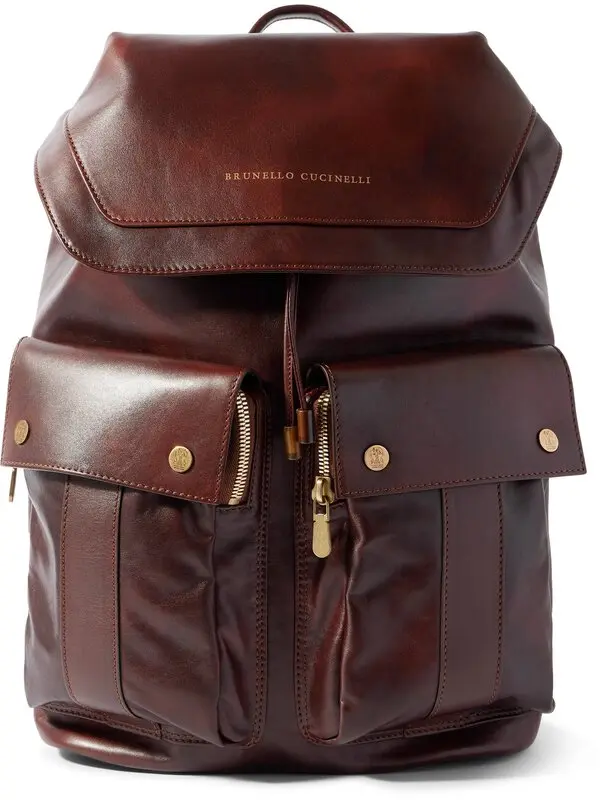 Brunello Cucinelli Leather Backpack - Burgundy