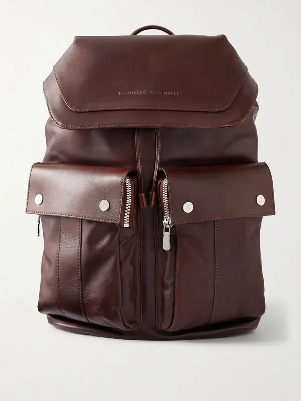 Brunello Cucinelli Leather Backpack - Burgundy