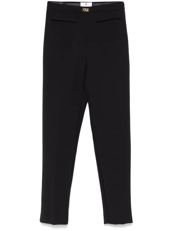 Elisabetta Franchi Logo-plaque Slim-fit Trousers - Black