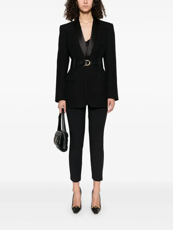 Elisabetta Franchi Logo-plaque Slim-fit Trousers - Black