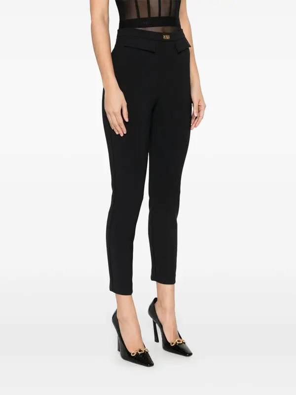 Elisabetta Franchi Logo-plaque Slim-fit Trousers - Black
