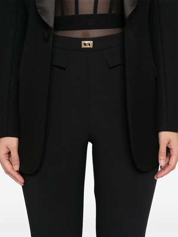 Elisabetta Franchi Logo-plaque Slim-fit Trousers - Black