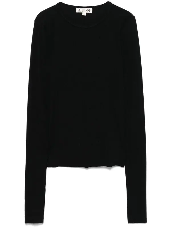 Eterne Long-sleeve Fitted Top - Black
