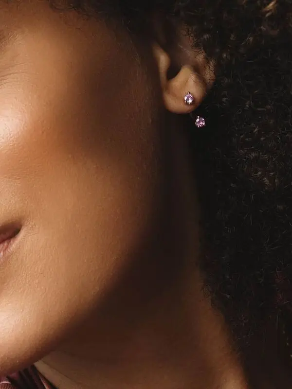 ANITA KO 18k Rose Gold Orbit Sapphire Single Earring - Pink