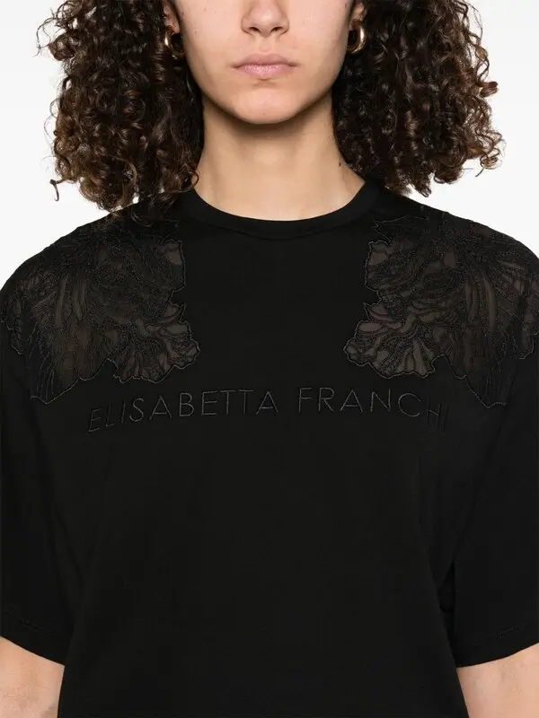 Elisabetta Franchi Embroidered T-shirt - Black