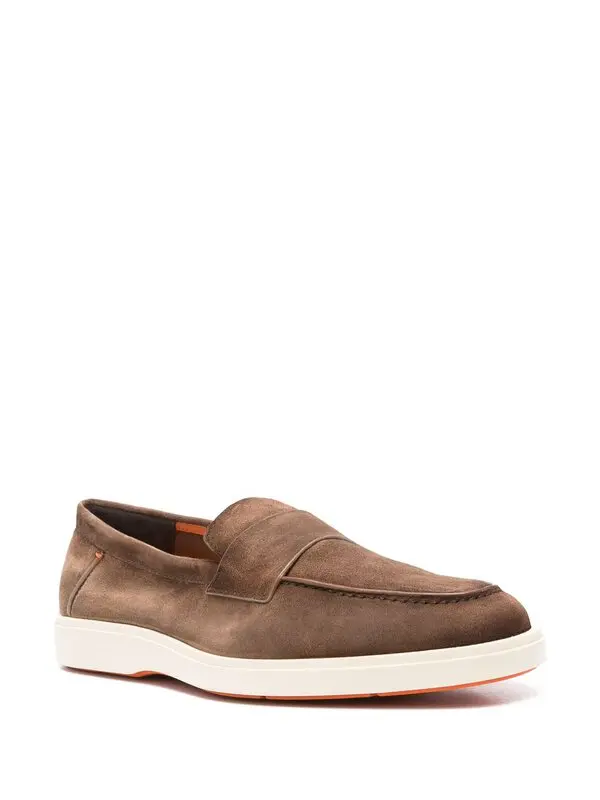 Santoni Suede Loafers - Brown