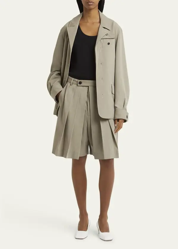 SETCHU - SETCHU Hakama Pleated Wool Shorts