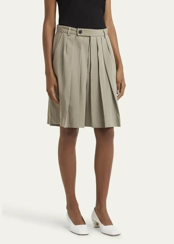 SETCHU - SETCHU Hakama Pleated Wool Shorts