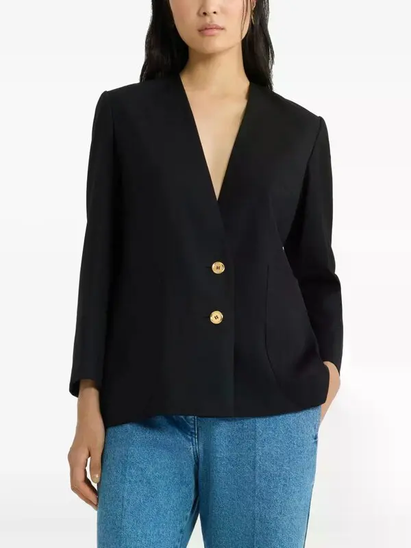 Patou Collarless Twill Jacket