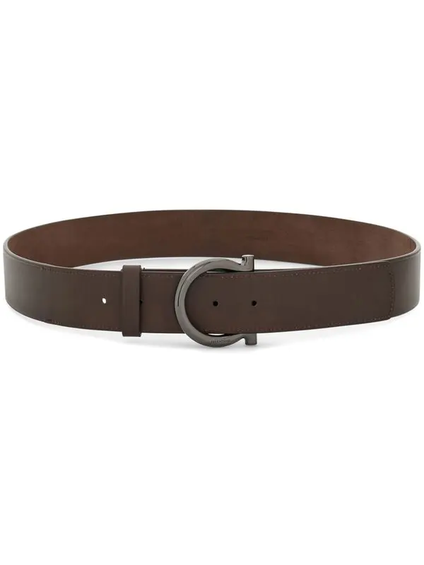 FERRAGAMO Gancini Leather Belt - Brown