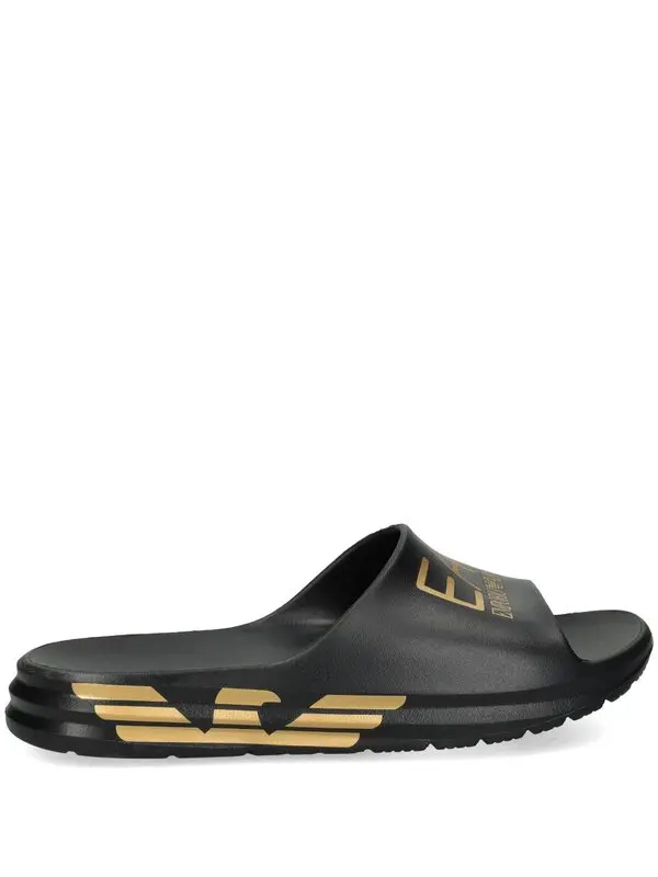 EA7 Logo-print Slides - Black