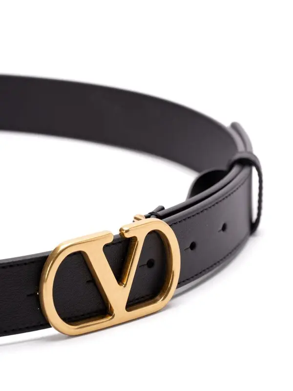Valentino Garavani Vlogo Leather Belt - Black