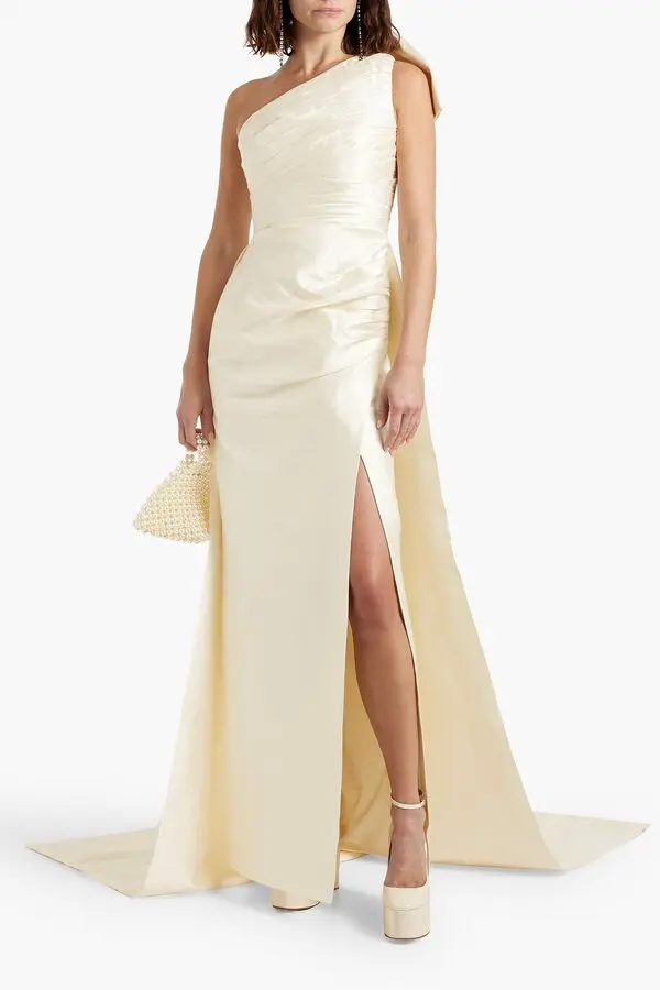 Rachel Gilbert One-shoulder Wool And Silk-blend Gown