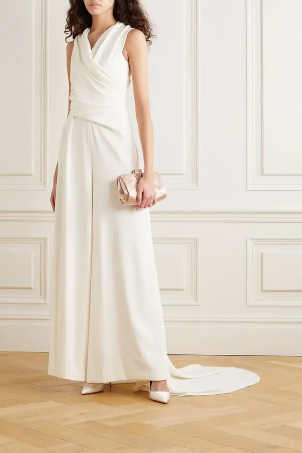 Talbot Runhof Draped Crepe Jumpsuit