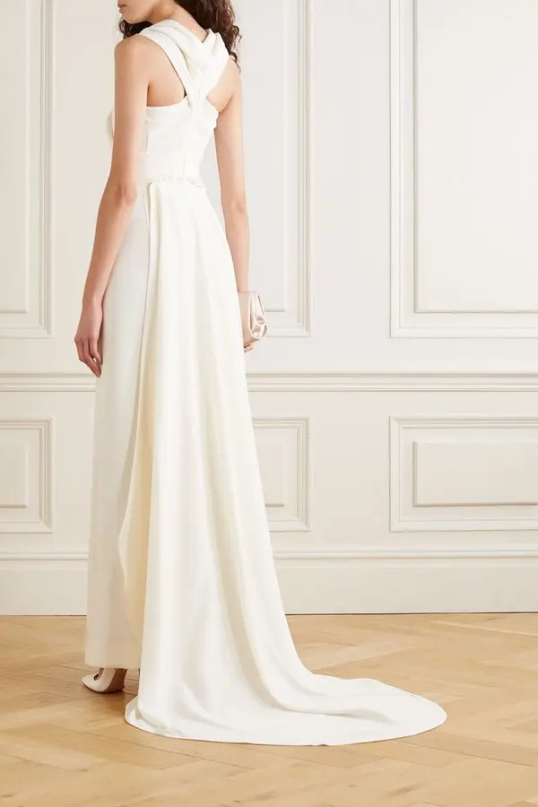 Talbot Runhof Draped Crepe Jumpsuit