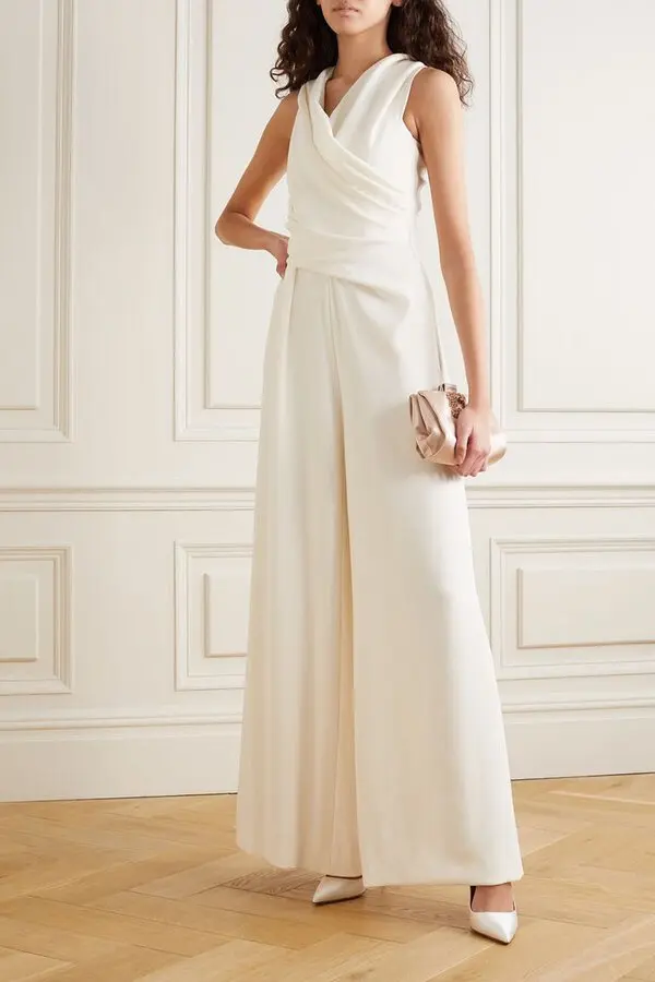 Talbot Runhof Draped Crepe Jumpsuit