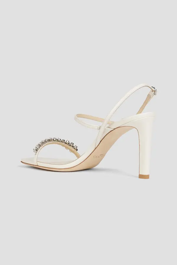 JIMMY CHOO Meira 85 Crystal-embellished Leather Slingback Sandals