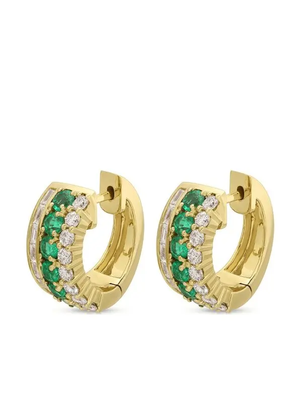 ANITA KO 18k Yellow Diamond And Emerald Huggie Earrings - Gold