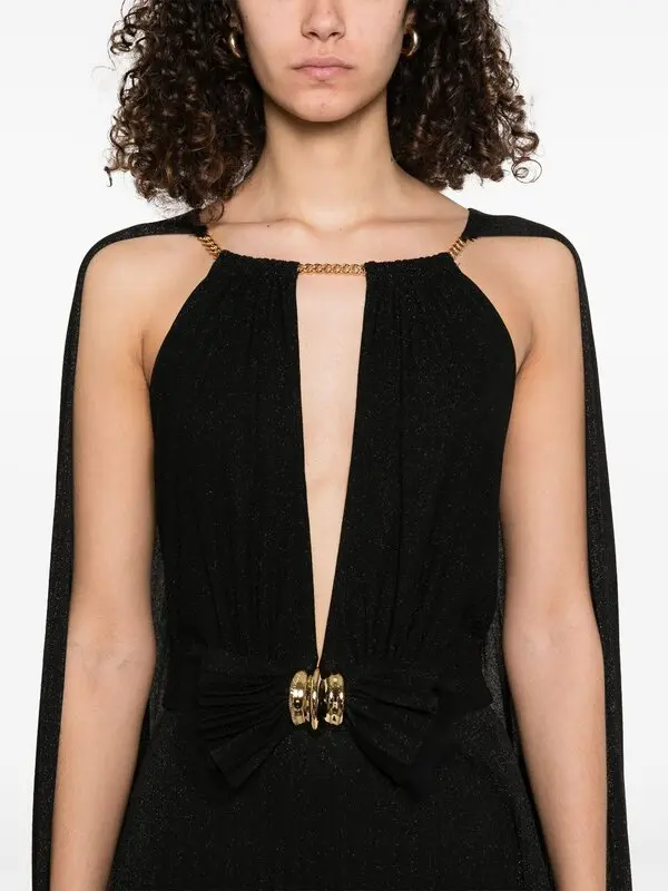 Elisabetta Franchi Lurex Cape Gown