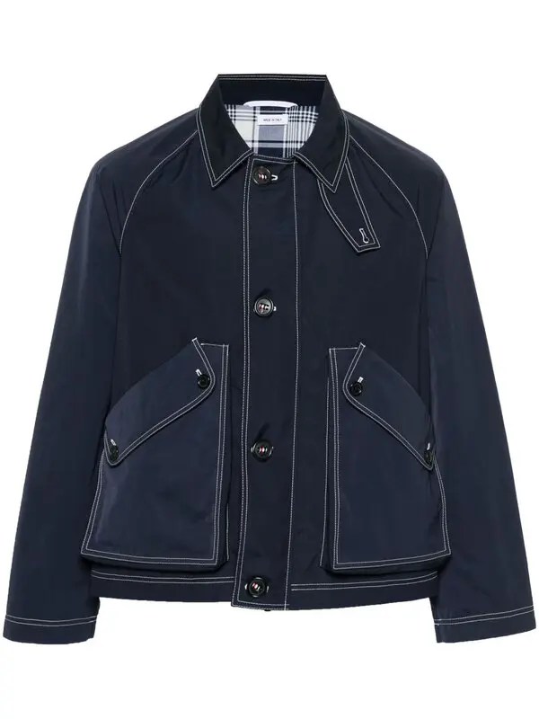 Thom Browne Contrast-stitching Raglan Jacket