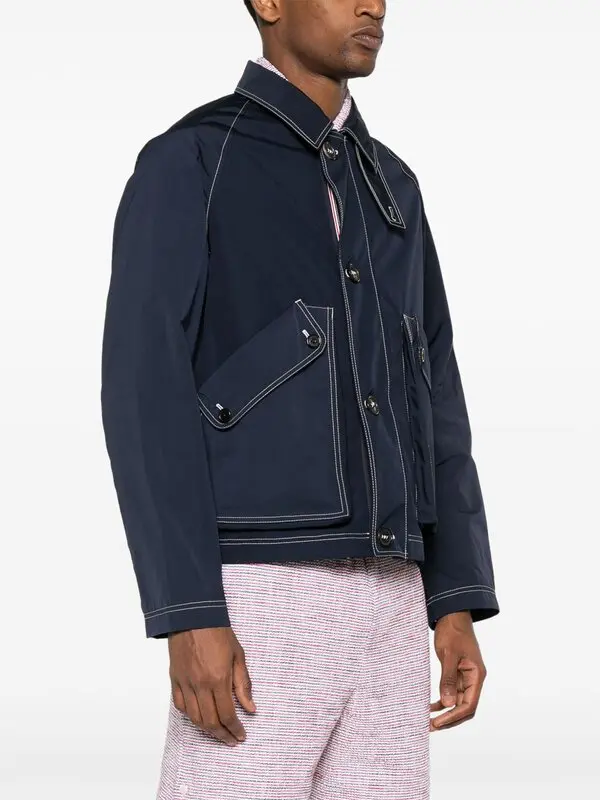 Thom Browne Contrast-stitching Raglan Jacket