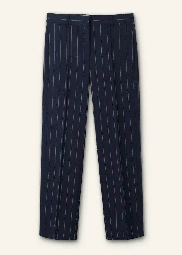 ME+EM Textured Pinstripe Crop Trousers - Navy/ivory