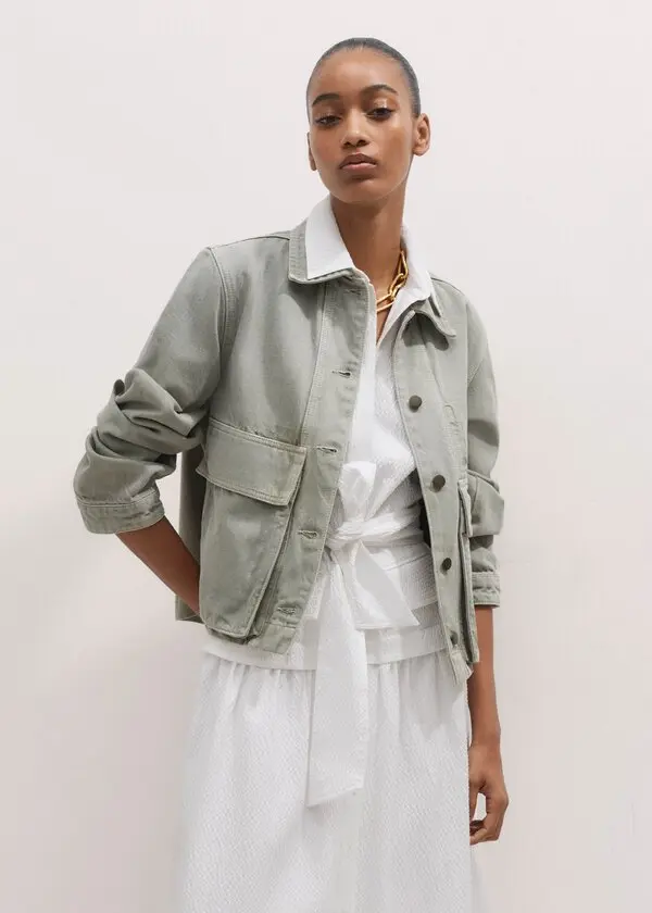 ME+EM Cotton Twill Workwear Jacket - Pastel Green