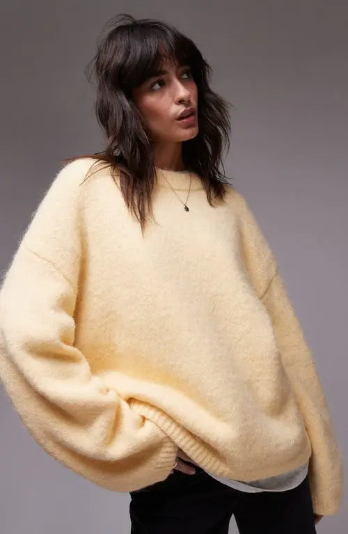 Topshop Oversized Fluffy Sweater - Buttermilk