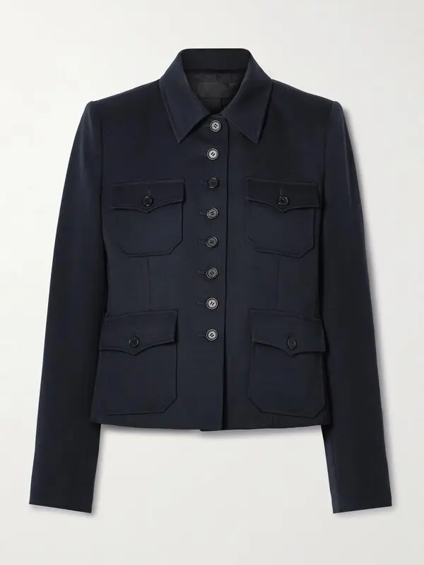 NILI LOTAN Jamison Wool-twill Jacket - Blue