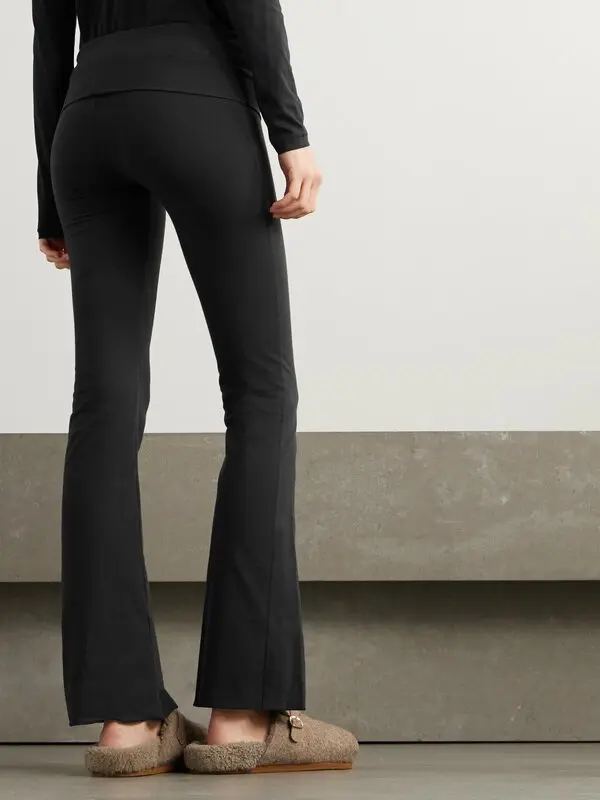 SKIMS Stretch-cotton Jersey Foldover Pants - Black