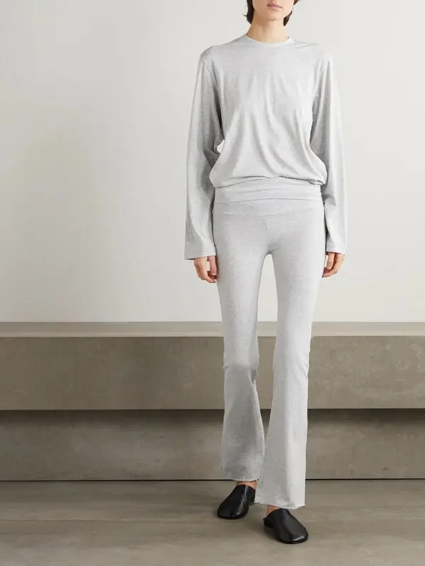 SKIMS Stretch-cotton Jersey Foldover Pants - Gray