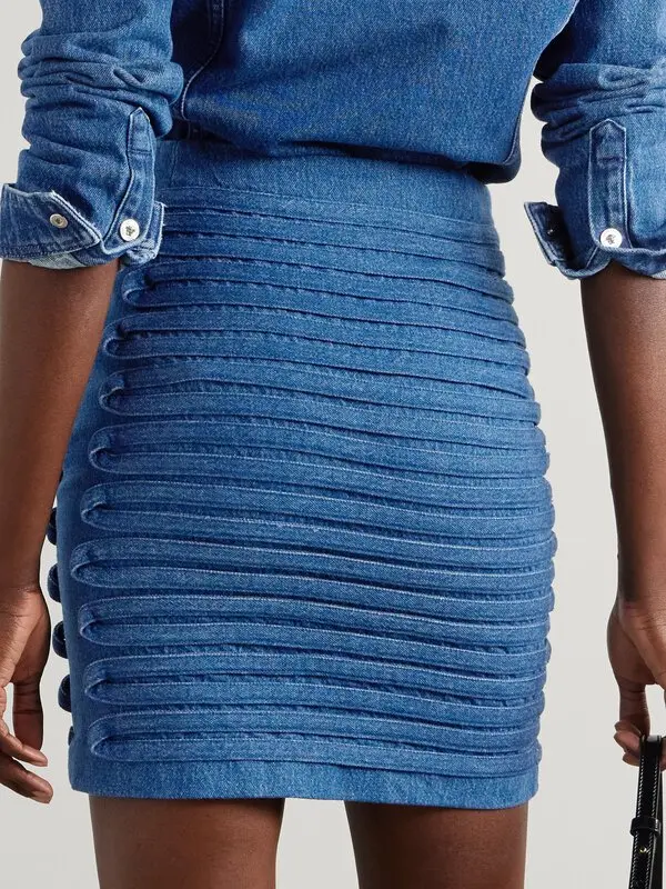 Versace Appliquéd Denim Mini Skirt