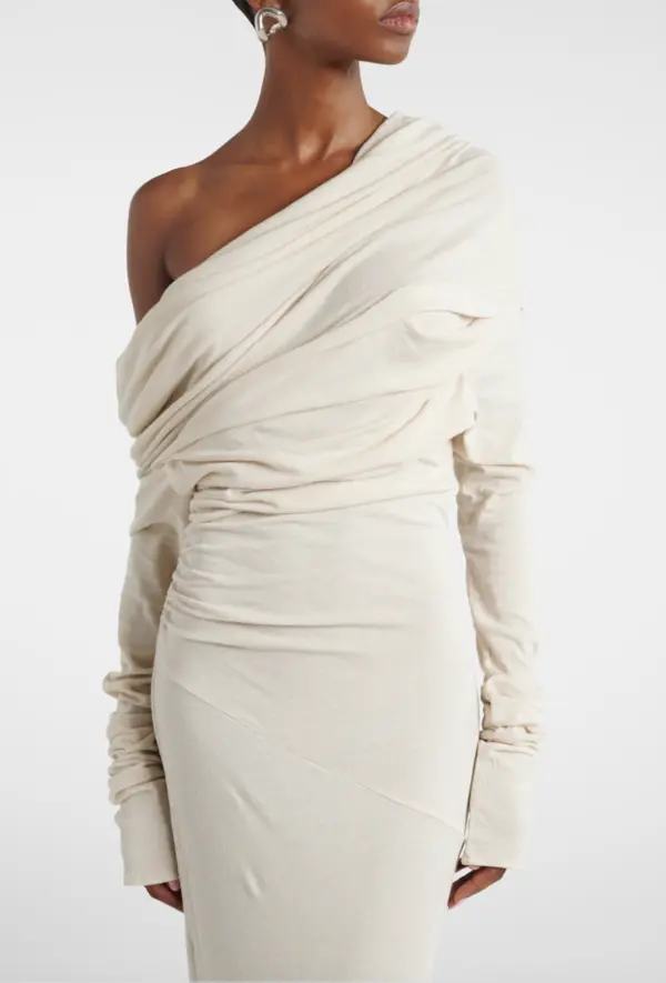 Entire Studios Off-Shoulder Jersey Maxi Dress - Off-White | Editorialist