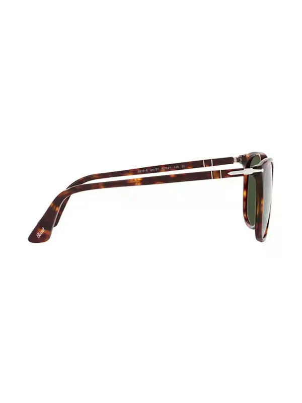 Persol Acetate Round Frame Sunglasses With Green Tinted Lenses