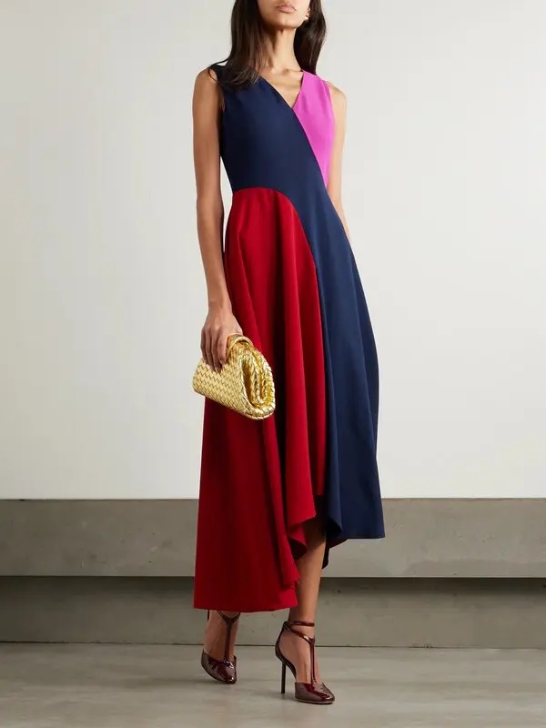 Roksanda Miral Asymmetric Color-Block Dress In Red - 50% Off | Editorialist