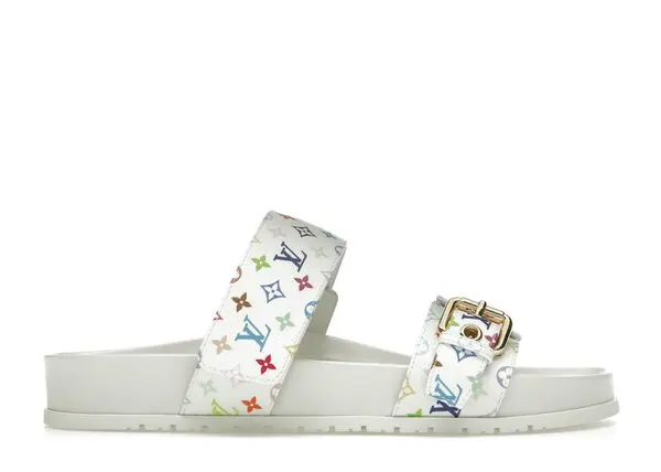 LOUIS VUITTON Bom Dia Flat Mule Takashi Murakami - White/multicolored