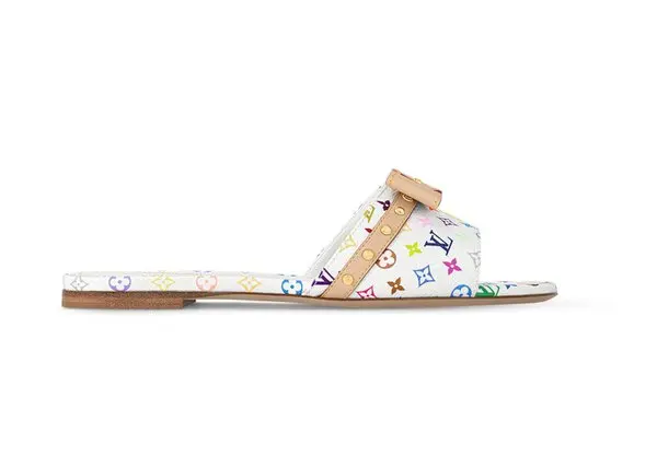 LOUIS VUITTON ホワイト ミュール　みこ Louis Vuitton 6 Am Flat Mule Takashi Murakami - White/Multicolored