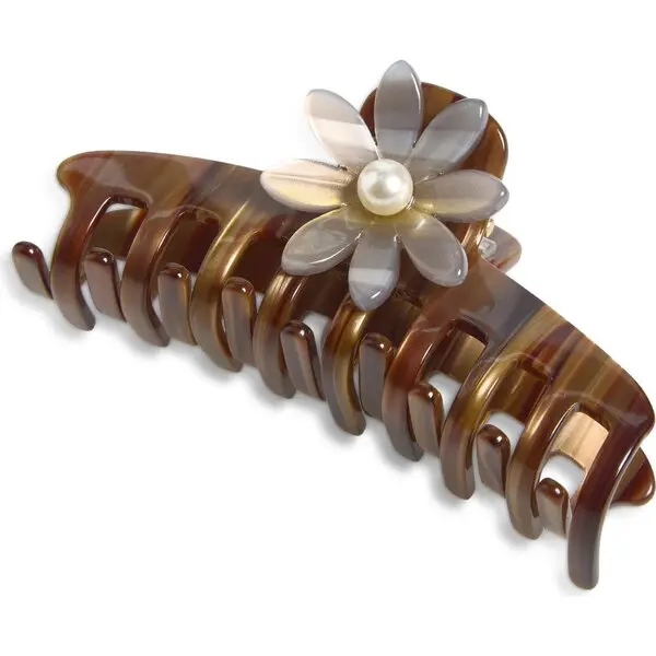 Lele Sadoughi Petunia Faux Pearl Claw Clip - Walnut