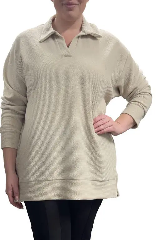 STANDARDS & PRACTICES Johnny Collar Long Sleeve Top - Beige